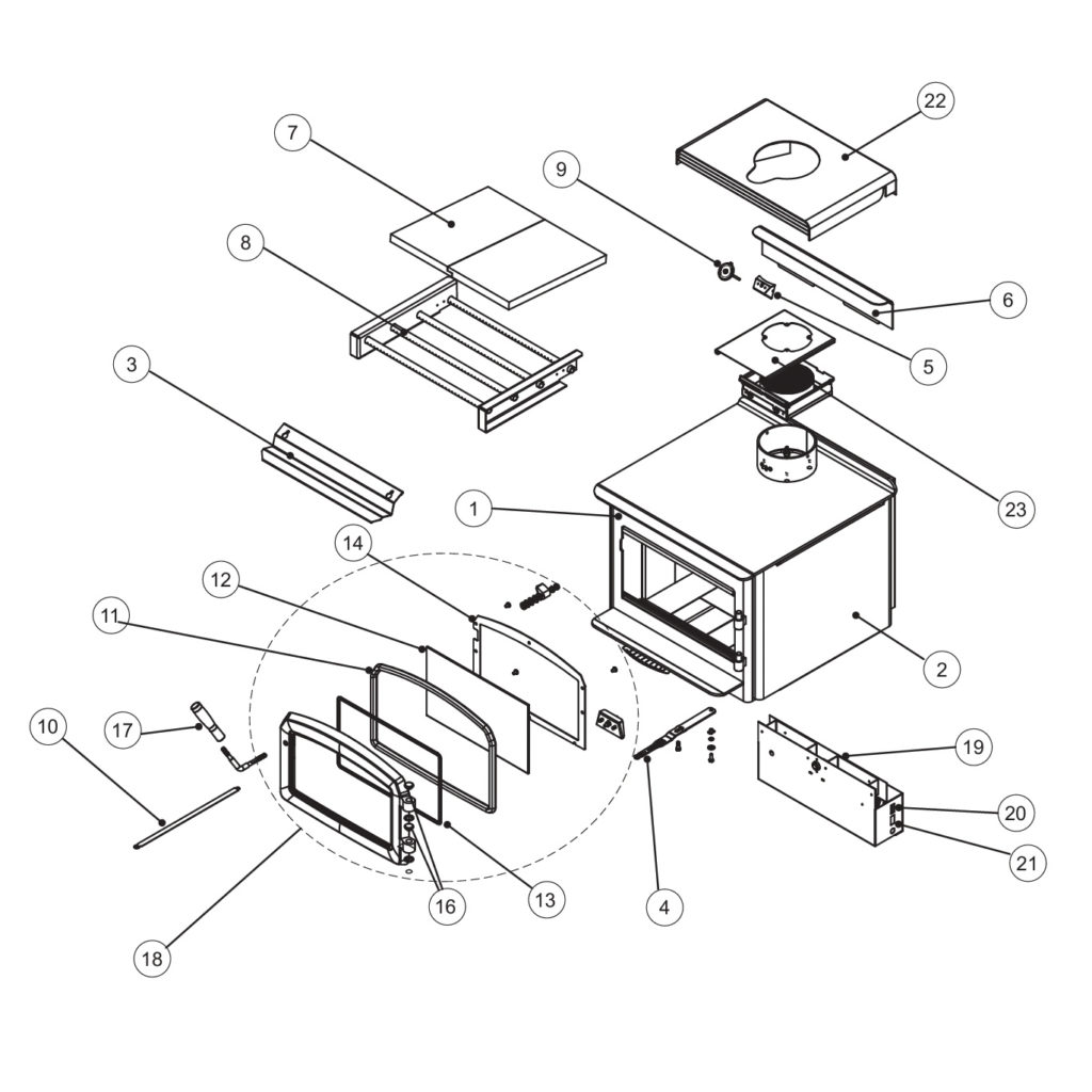 Regency F2500 Wood Stove Main Replacement Parts - All - Friendly Fires