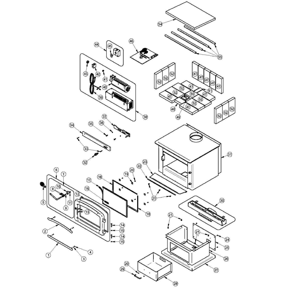 Drolet Classic w/ Blower Parts - Serial # 9986 to 14020 (DB03081-1)