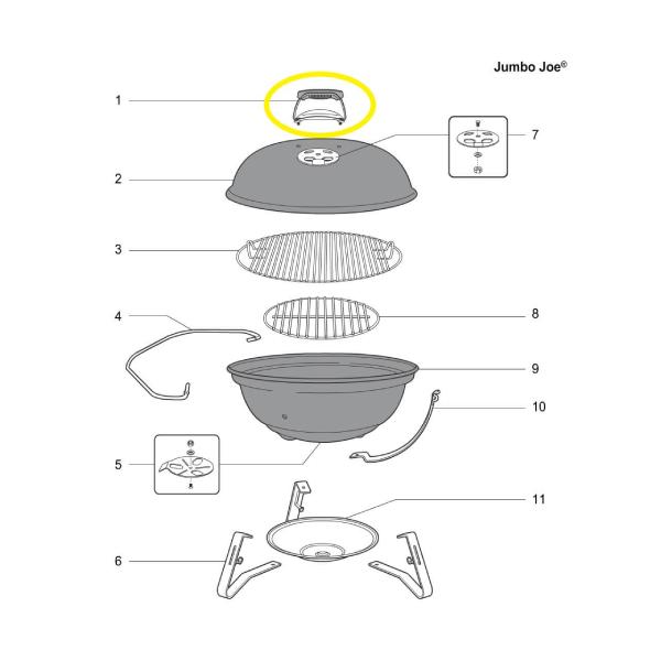 Weber Lid Handle & Shield - Jumbo Joe Charcoal Grills (80661)